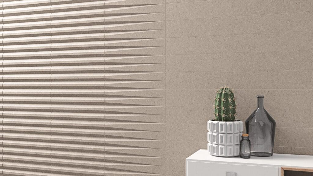 Stripes Greige Stone Plain Tile – Mudrakandsons