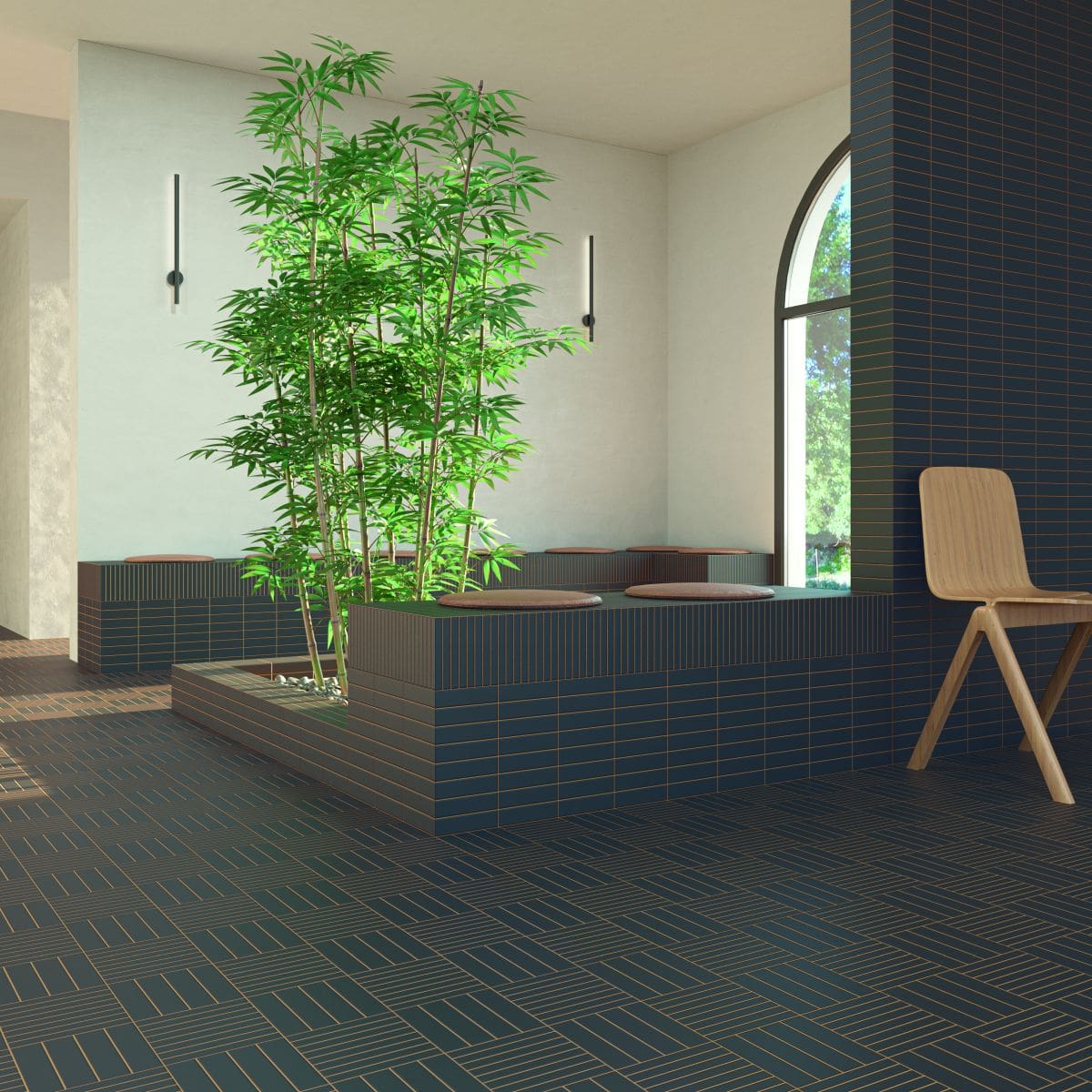 Raster Lines S Deep Blue Tile – Mudrakandsons